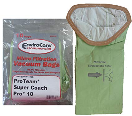 Proteam Vacuum Paper Bags, Pro10 Supercoach 10Qt Triangle 10/pk Generi ...